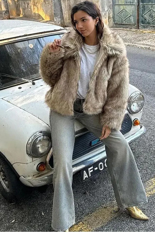 Chaqueta de cuero sintético elegante – La Voire Moda